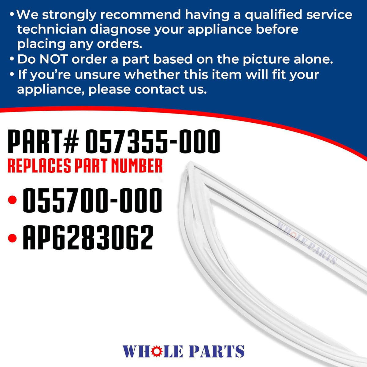 Whole Parts Refrigerator Freezer Drawer Seal Gasket (White) Part# 0573 ...