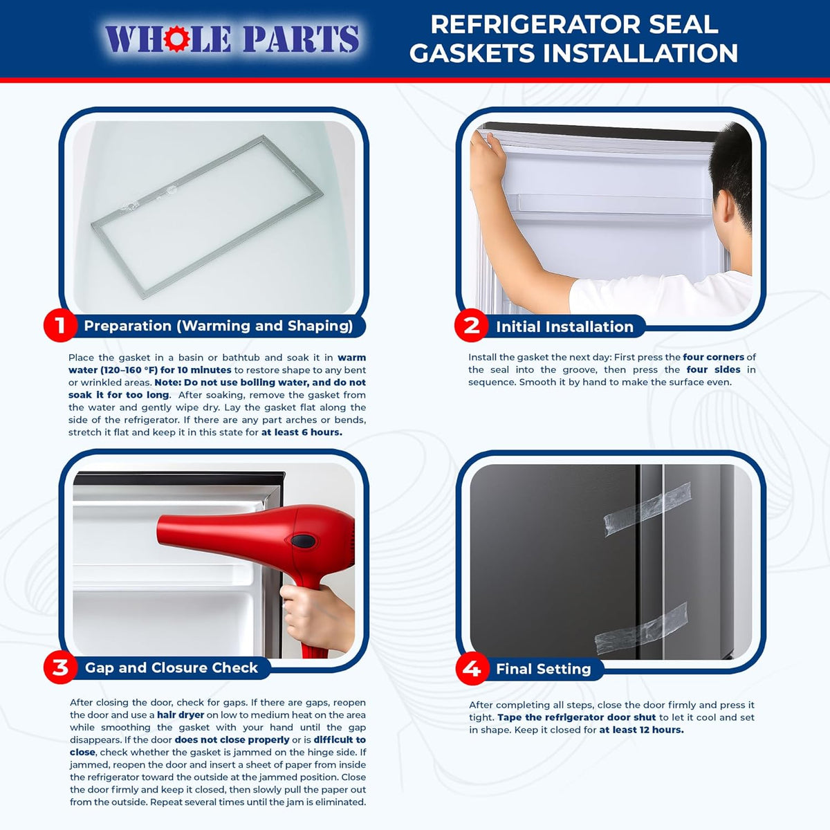 Whole Parts RV Refrigerator Door Seal Gasket (Magnetic Strip Inside, W ...