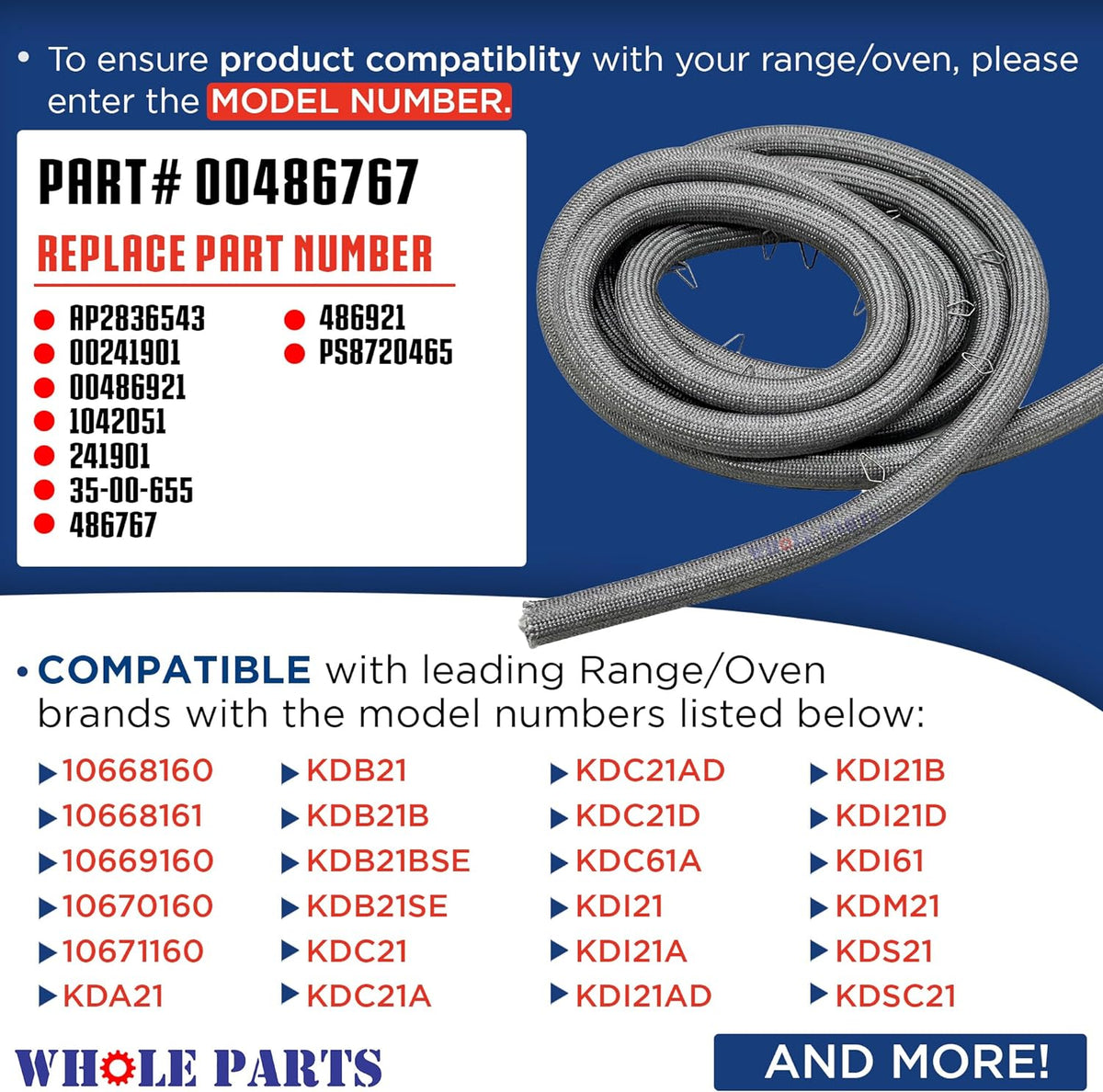 00486767 Range Oven Door Gasket Including 33 Mounting Clips – WHOLEPARTS