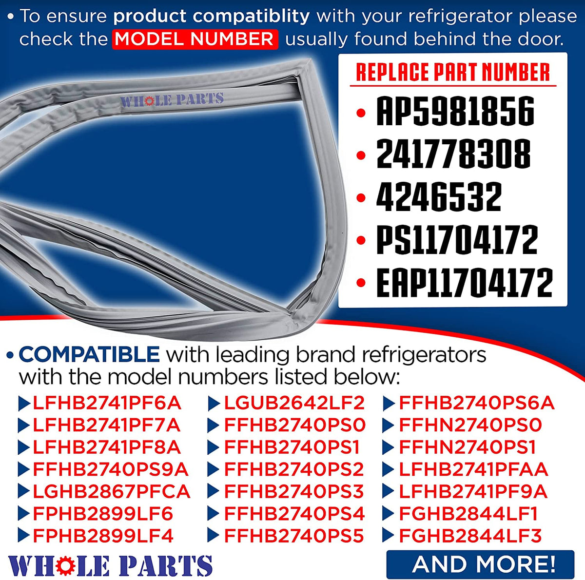 5304501270 Freezer Drawer Door Gasket for Frigidaire – WHOLEPARTS