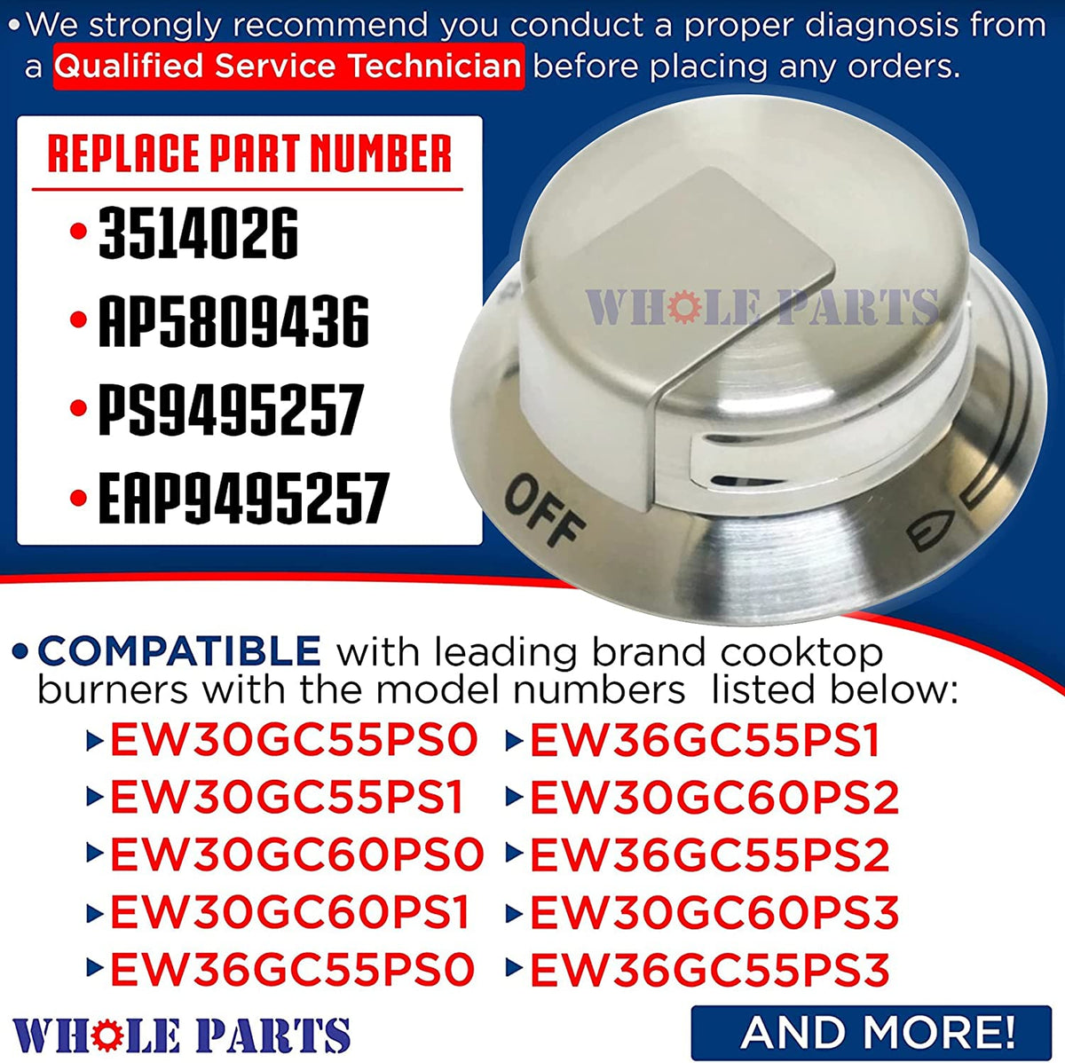 318569904 Cooktop Burner Control Knob (5 PCs) for Frigidaire – WHOLEPARTS